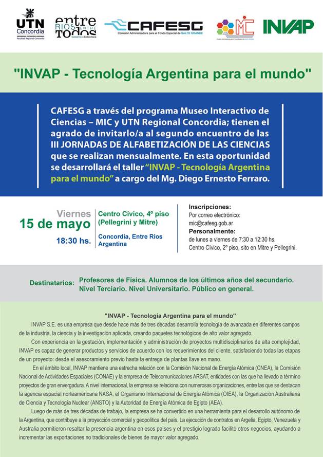Taller “INVAP – Tecnología Argentina para el mundo" - Facultad de ...